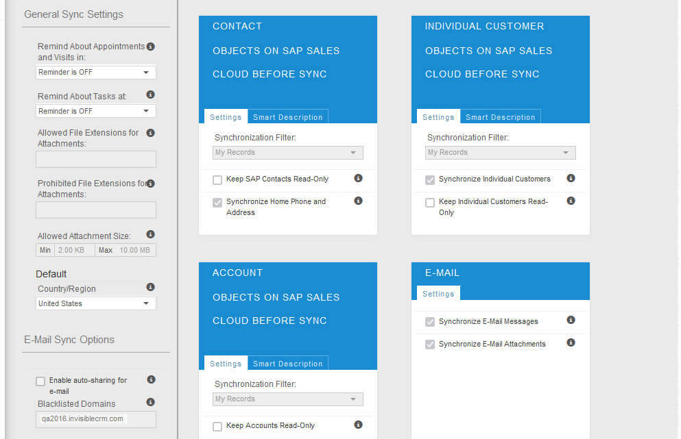 Customizing SSI Synchronization settings - SAP Cloud for Customer Server-Side Integration (SSI)