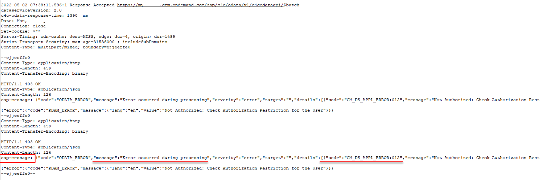 Work with SAP API responses and payloads - SAP Cloud for Customer Server-Side Integration (SSI)