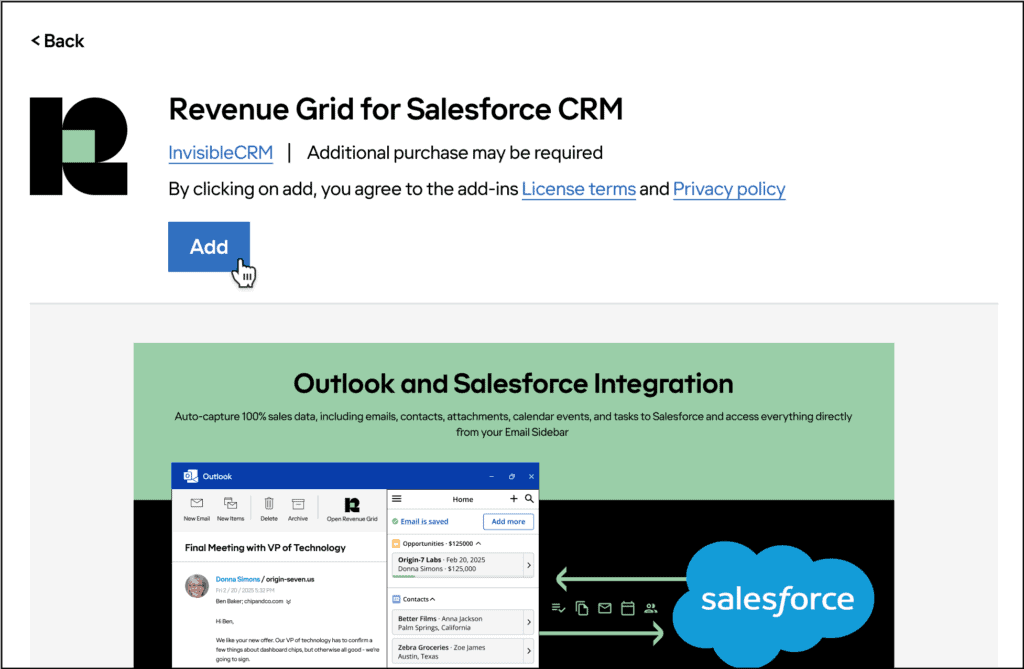 Salesforce For Outlook Integration With Revenue Grid